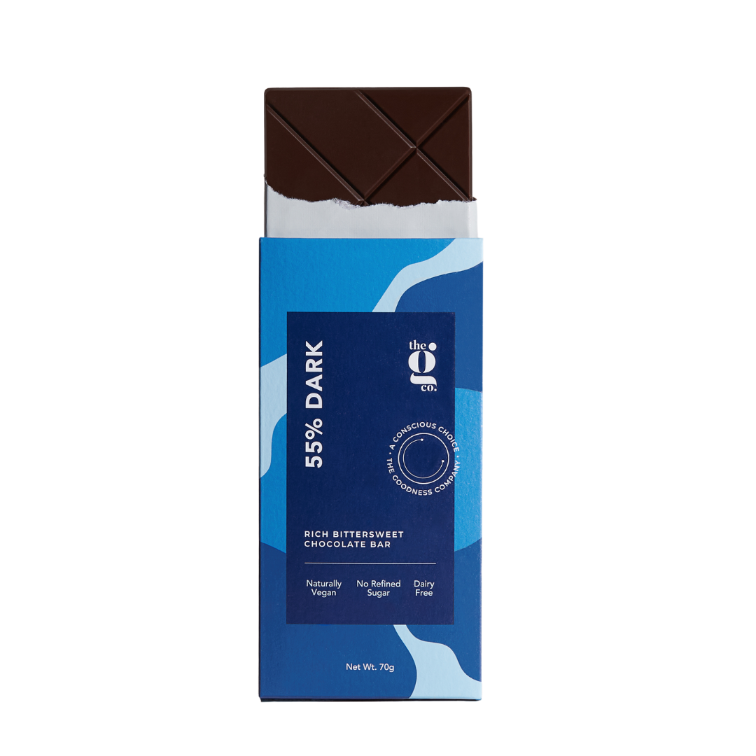 Dark 55% Vegan Chocolate Bar (Box of 12) - The Goodness Company