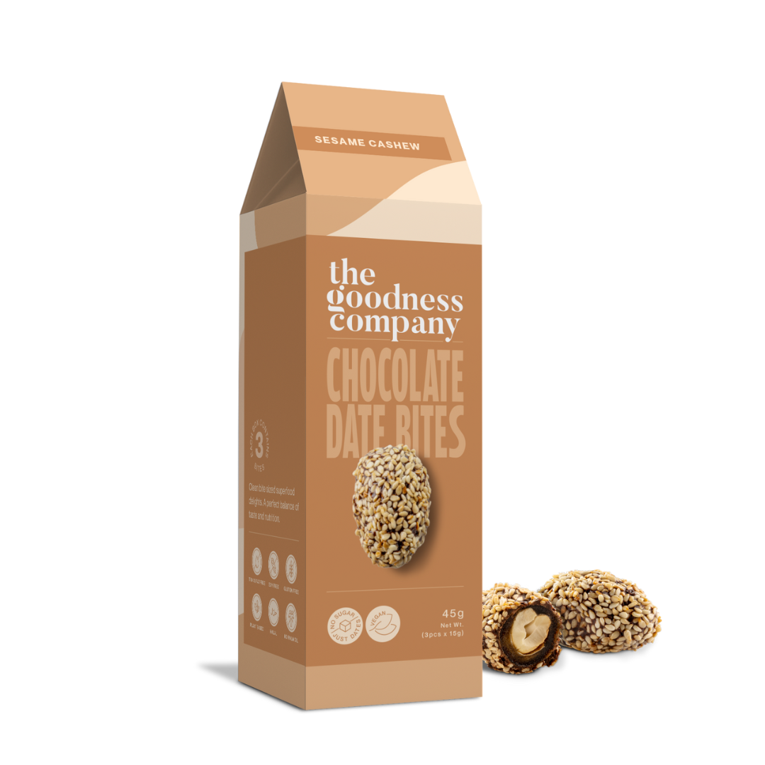 Sesame Cashew Vegan Chocolate Date Bites (12 Boxes) - The Goodness Company